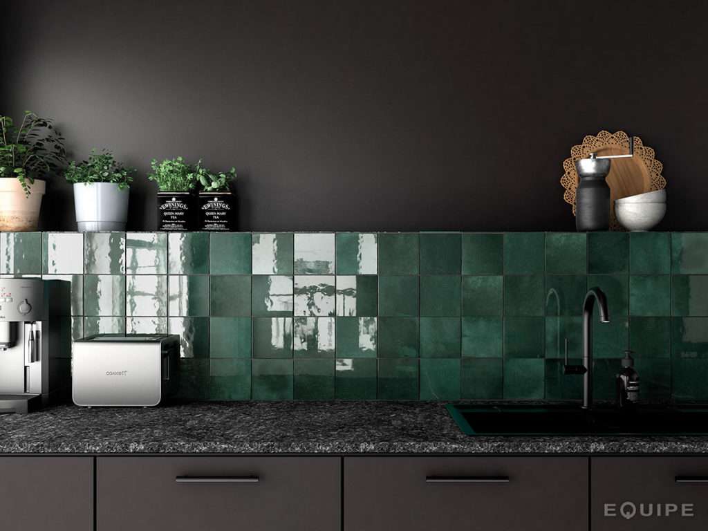 Carrelage mur effet zellige bejmat vert 13,2x13,2 cm ARTISAN MOSS GREEN ...