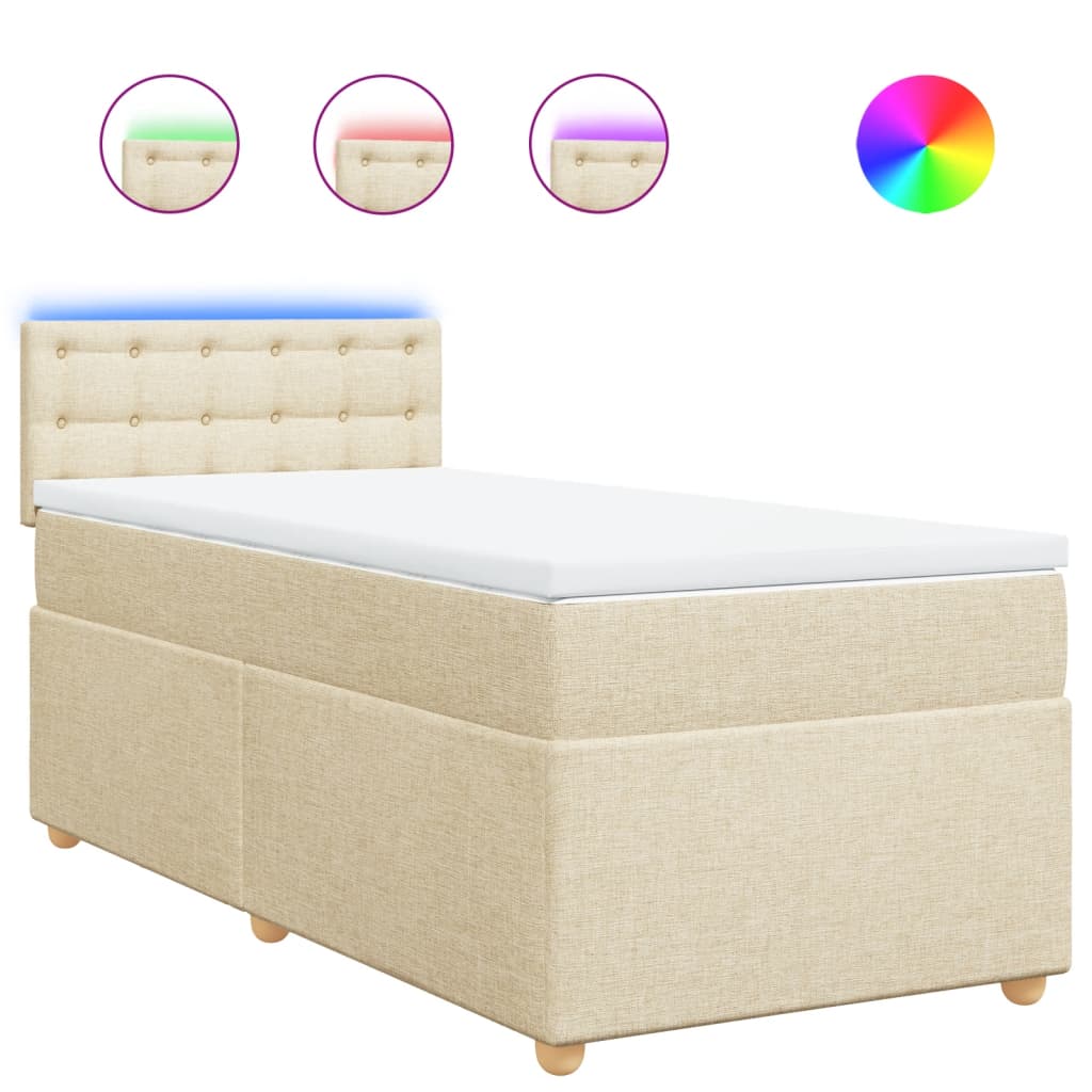 Cama box spring con colchón tela color crema 100x200 cm | Leroy Merlin
