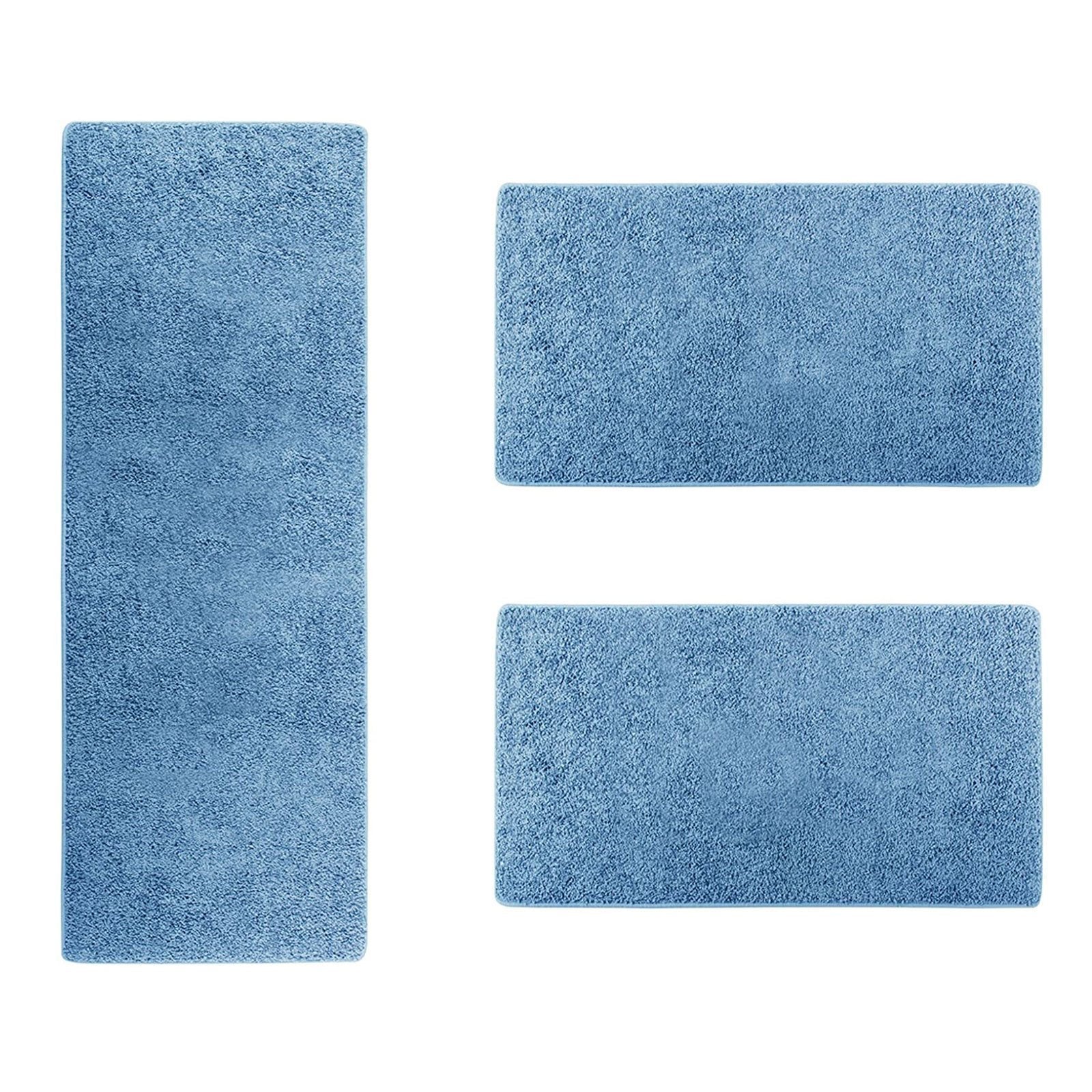 Descente de lit Barcelona Bleu clair 1 tapis 80 x 300 cm + 2 tapis 80 x ...