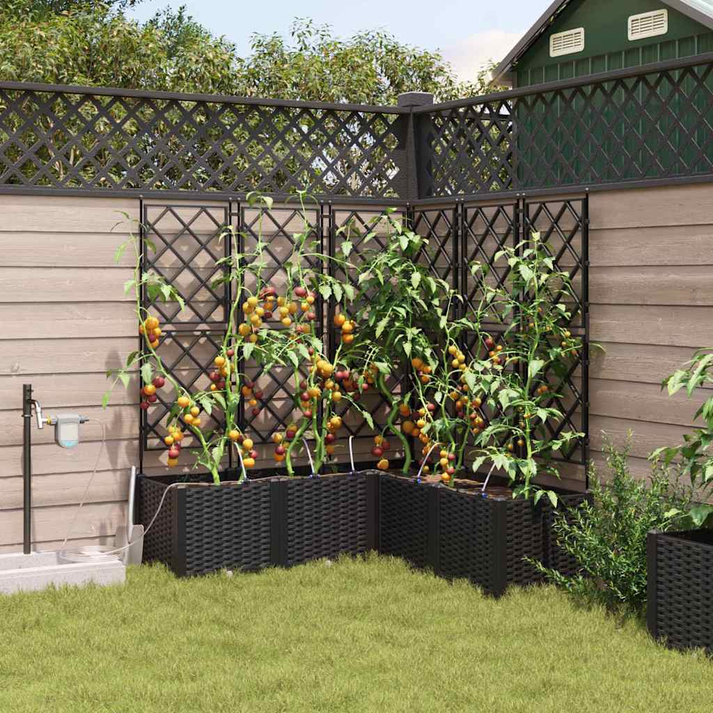 Maison Exclusive - Cache-pot de jardin 5 pc Noir 120 x 120 x 142 cm PP ...