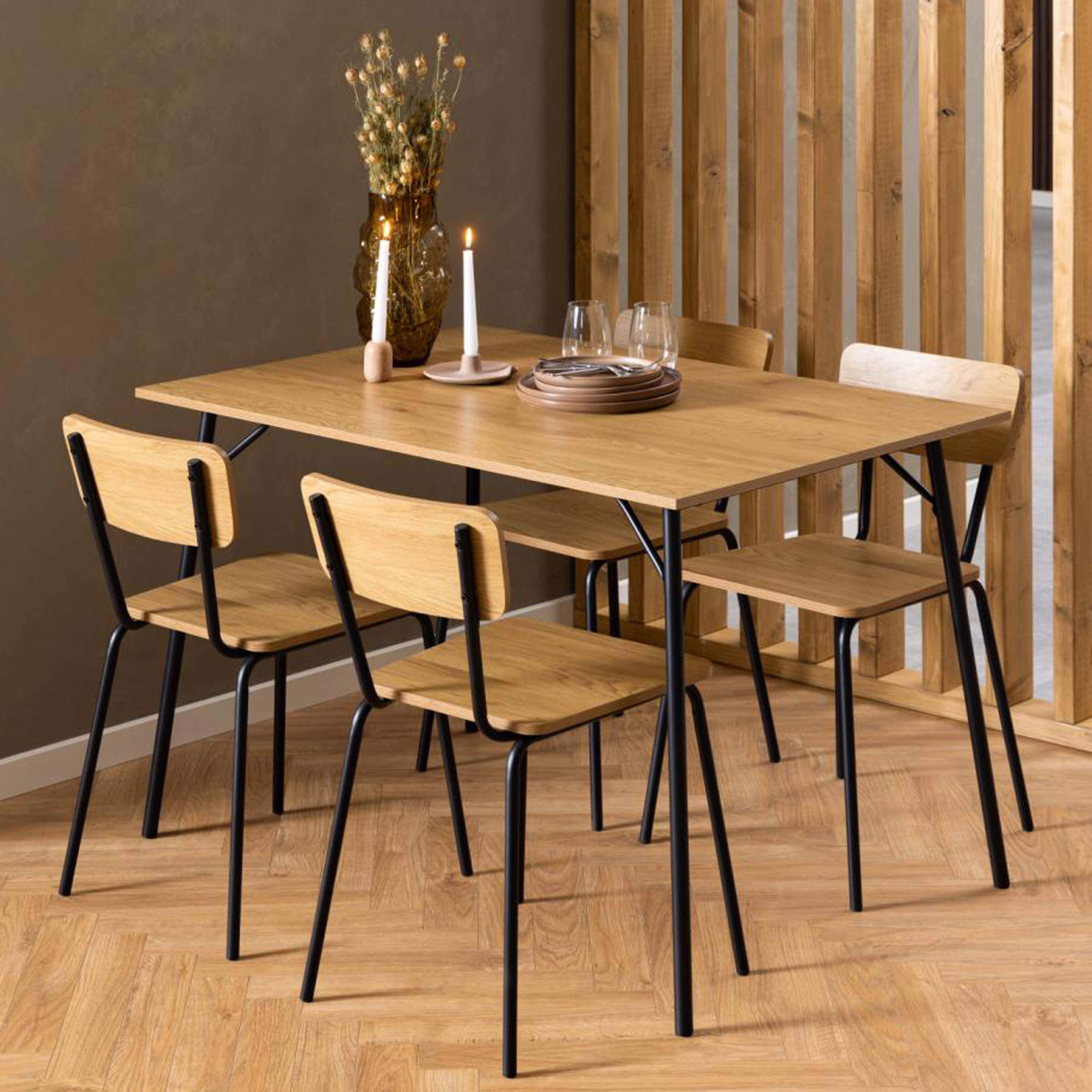 Table à manger avec 4 chaises effet chêne | Leroy Merlin