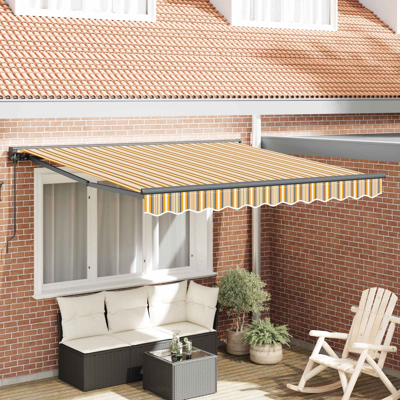 Maison Exclusive - Toldo Retráctil Amarillo y Gris 300 x 250 cm ...