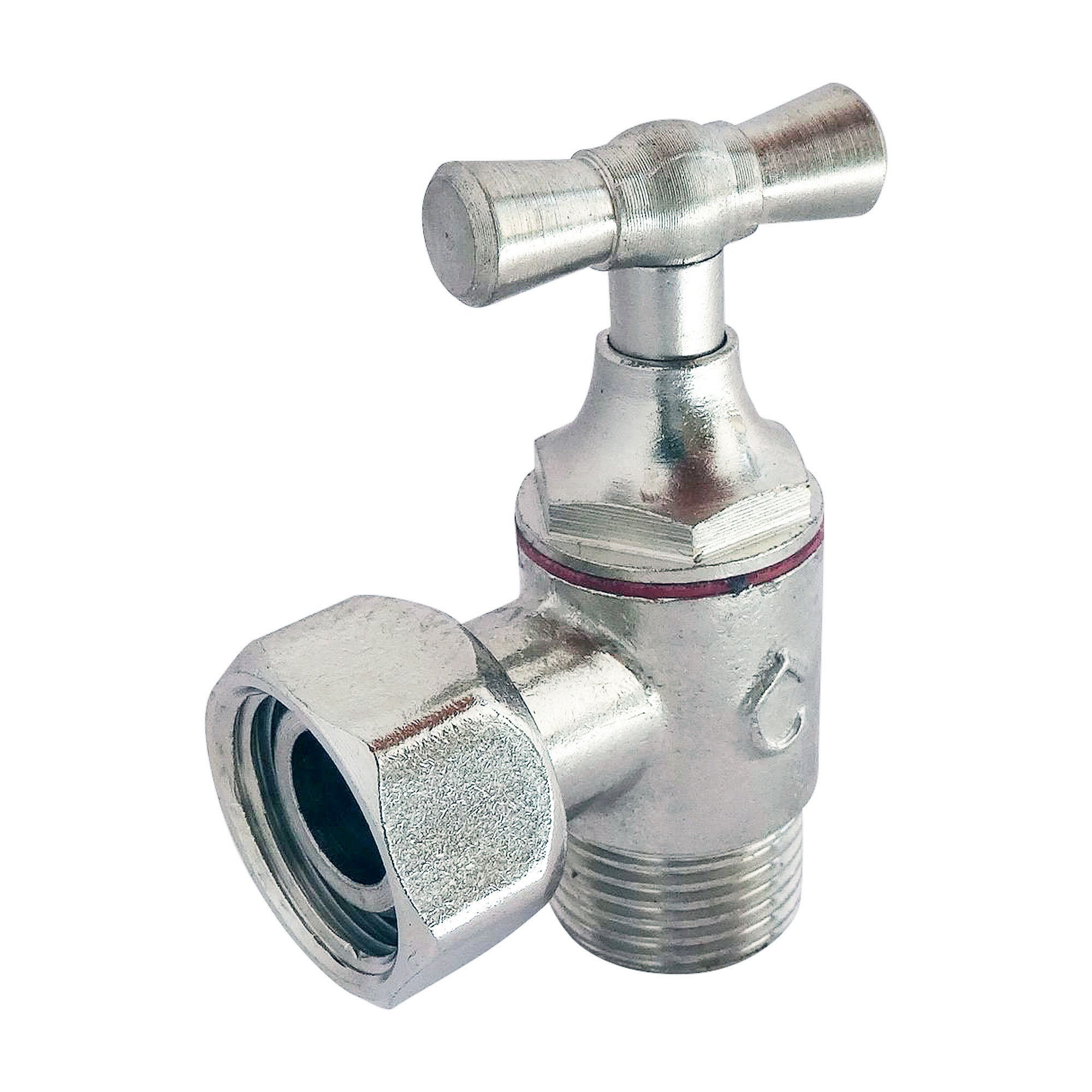 Robinet d'arrêt équerre pour WC - 3/8" - Tête à clapet - Laiton nickelé ...