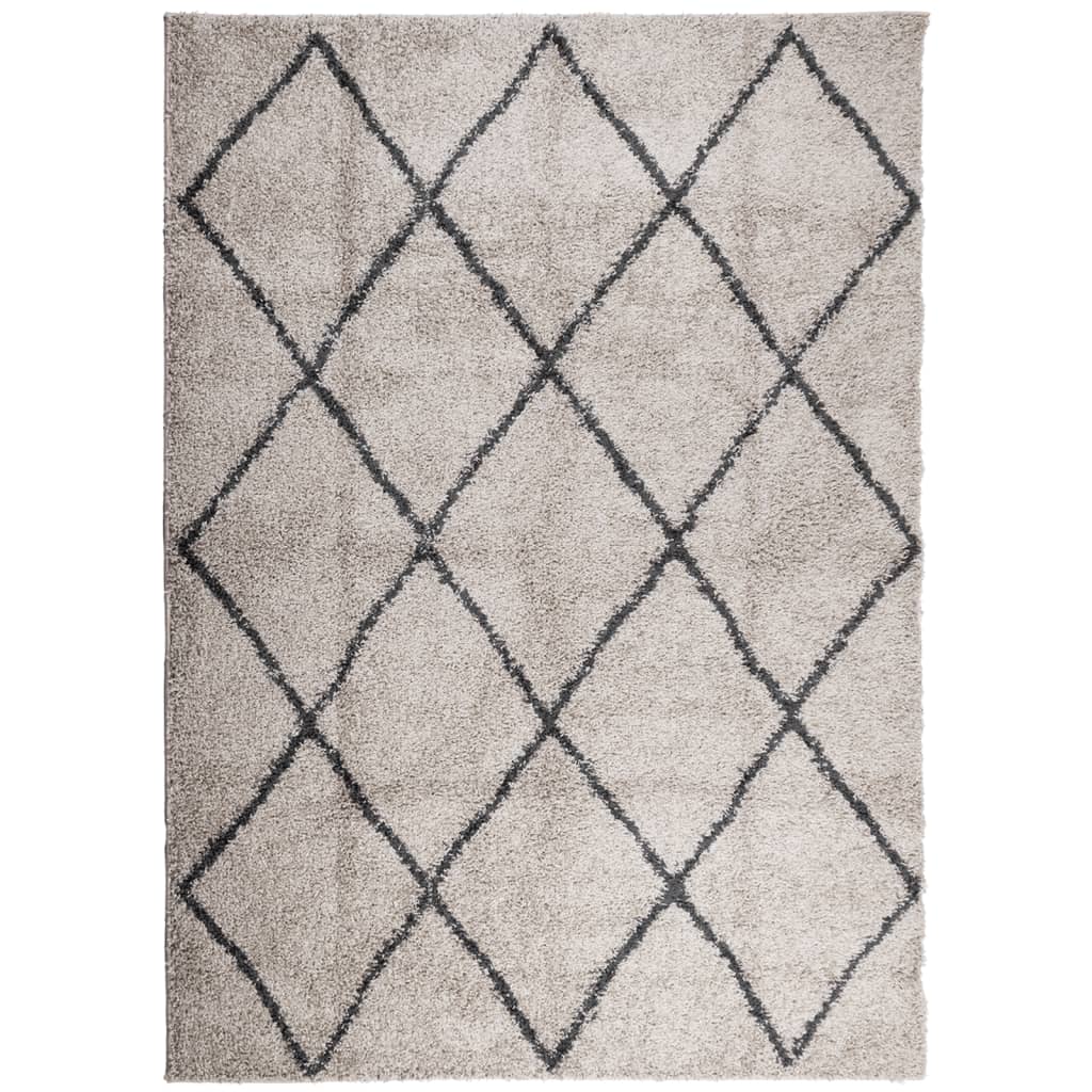 Tapis shaggy à poils longs moderne beige anthracite 240x340 | Leroy Merlin