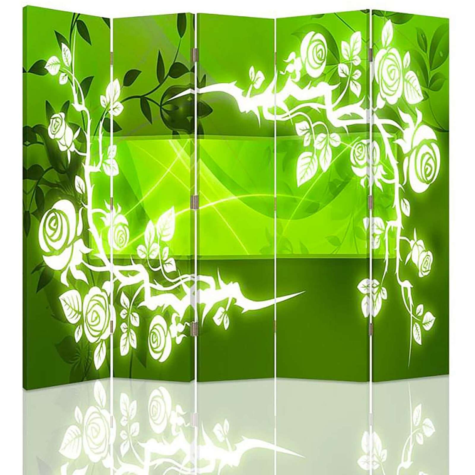 Paravent Design Floral Abstrait en 5 Panneaux Verts - 180 x 150 cm - 2 ...