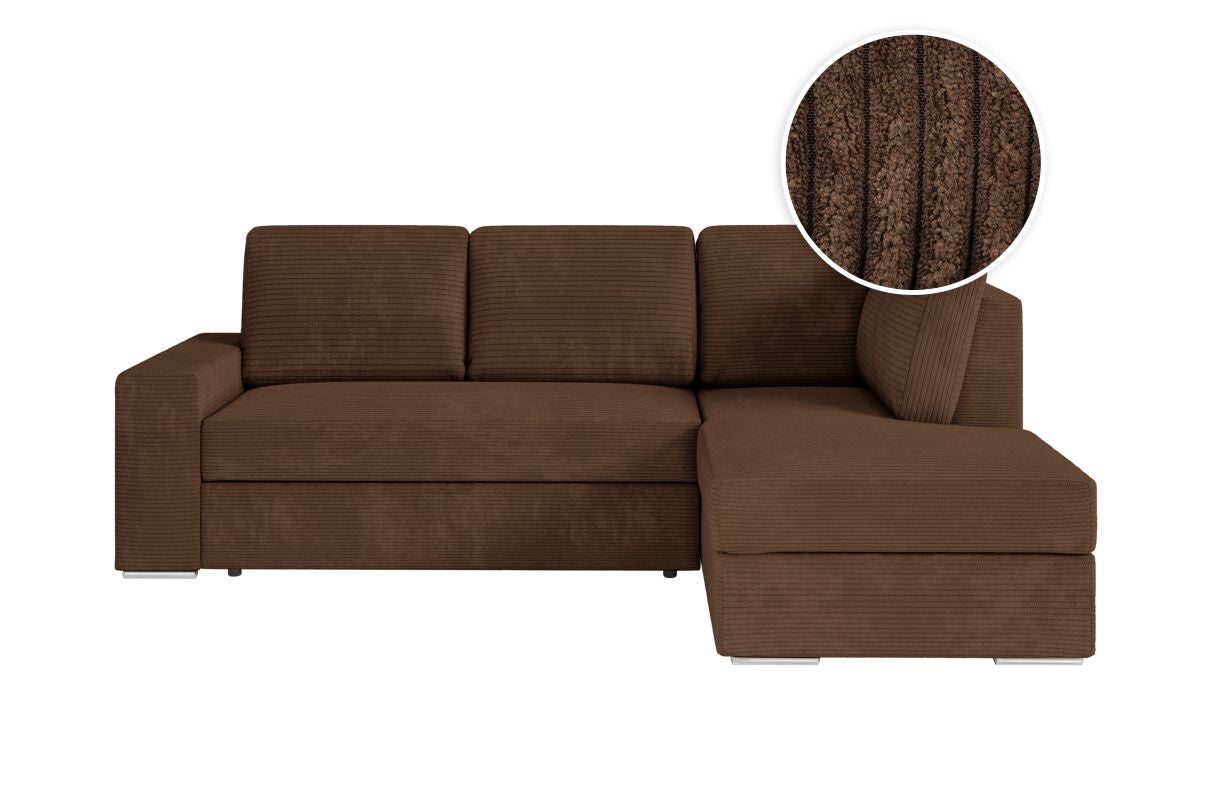 Loungitude - ADEN - Canapé d'angle convertible avec coffre en velours ...