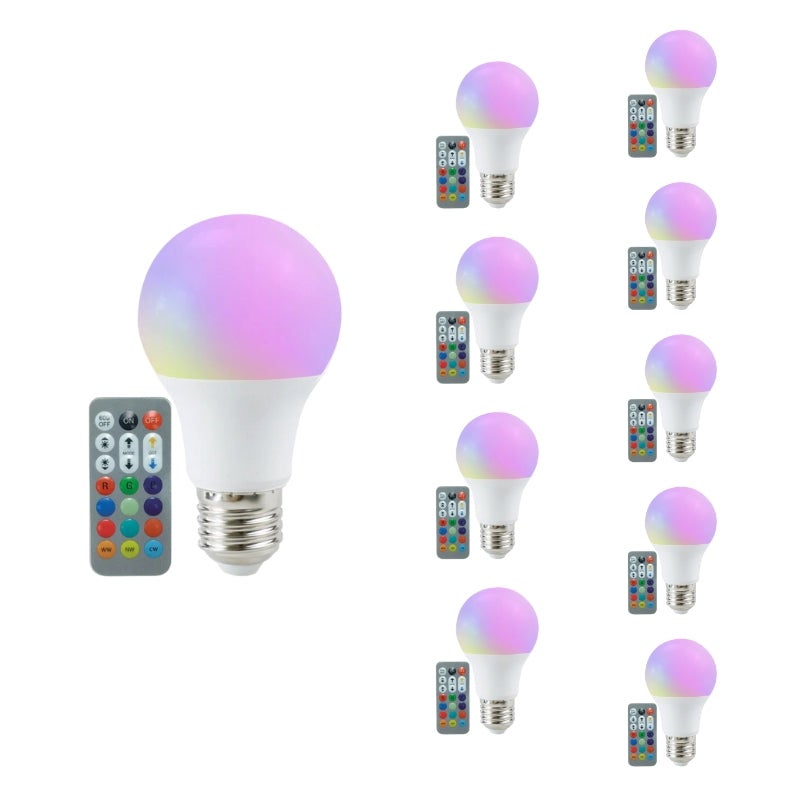 Ampoule LED E27 A60 8.5W RGBW avec Télécommande - Pack de 10 - SILUMEN | Leroy Merlin
