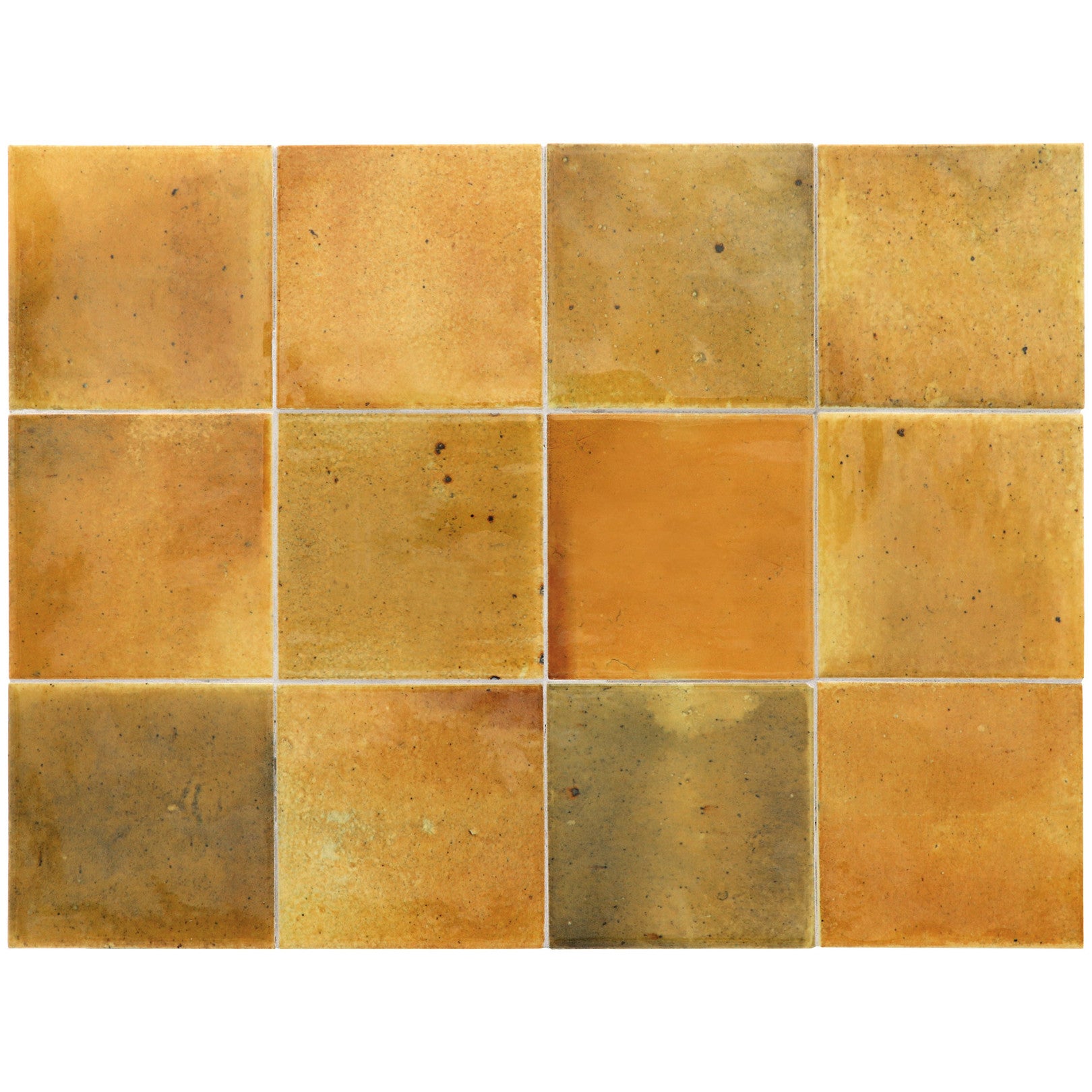 Carrelage mural faïence effet rustique THANGLONG - 10x10 cm Caramel ...