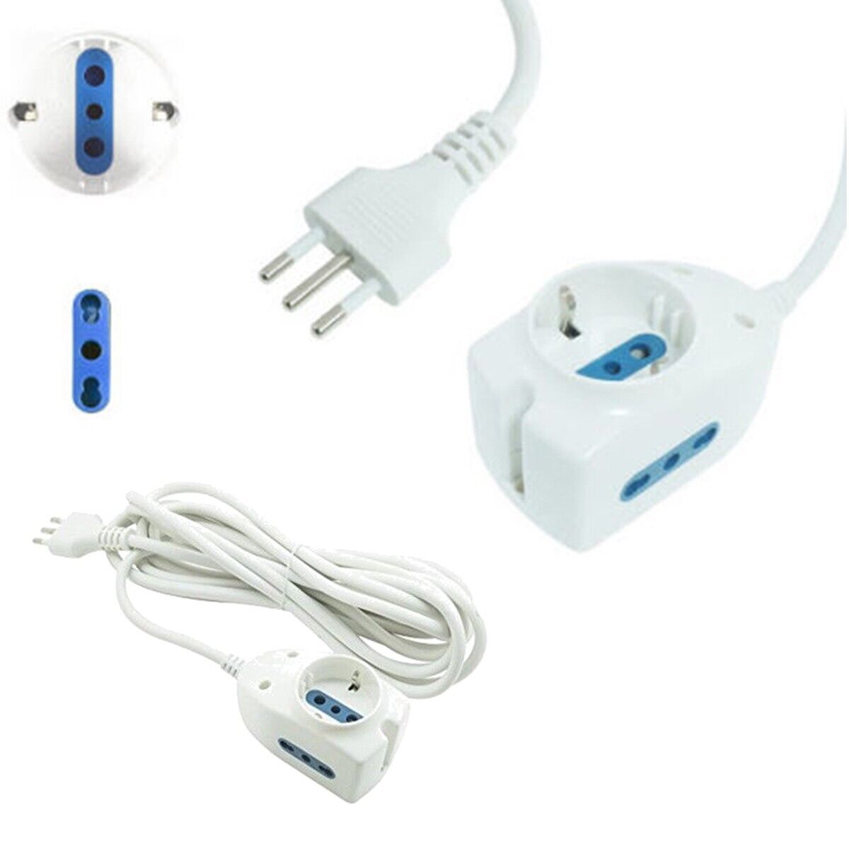 RALLONGE DE PRISE MULTIPLE 3 ENTRÉES 1 BIPASSO SCHUKO 2 BIPASSO 3 MT ...