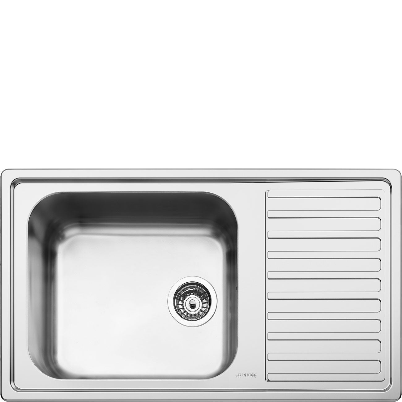 Evier à encastrer 1 bac avec égouttoir inox micro anti-griffes Smeg ...
