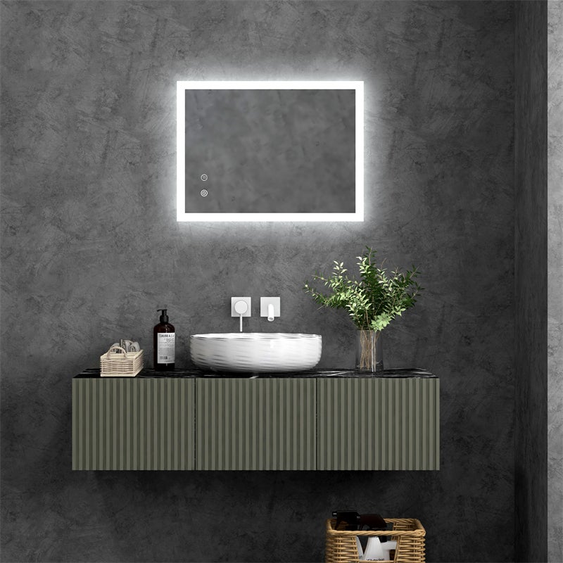 Miroir de salle de bain LED 70x50 cm, avec fonction antibuée, touche ...