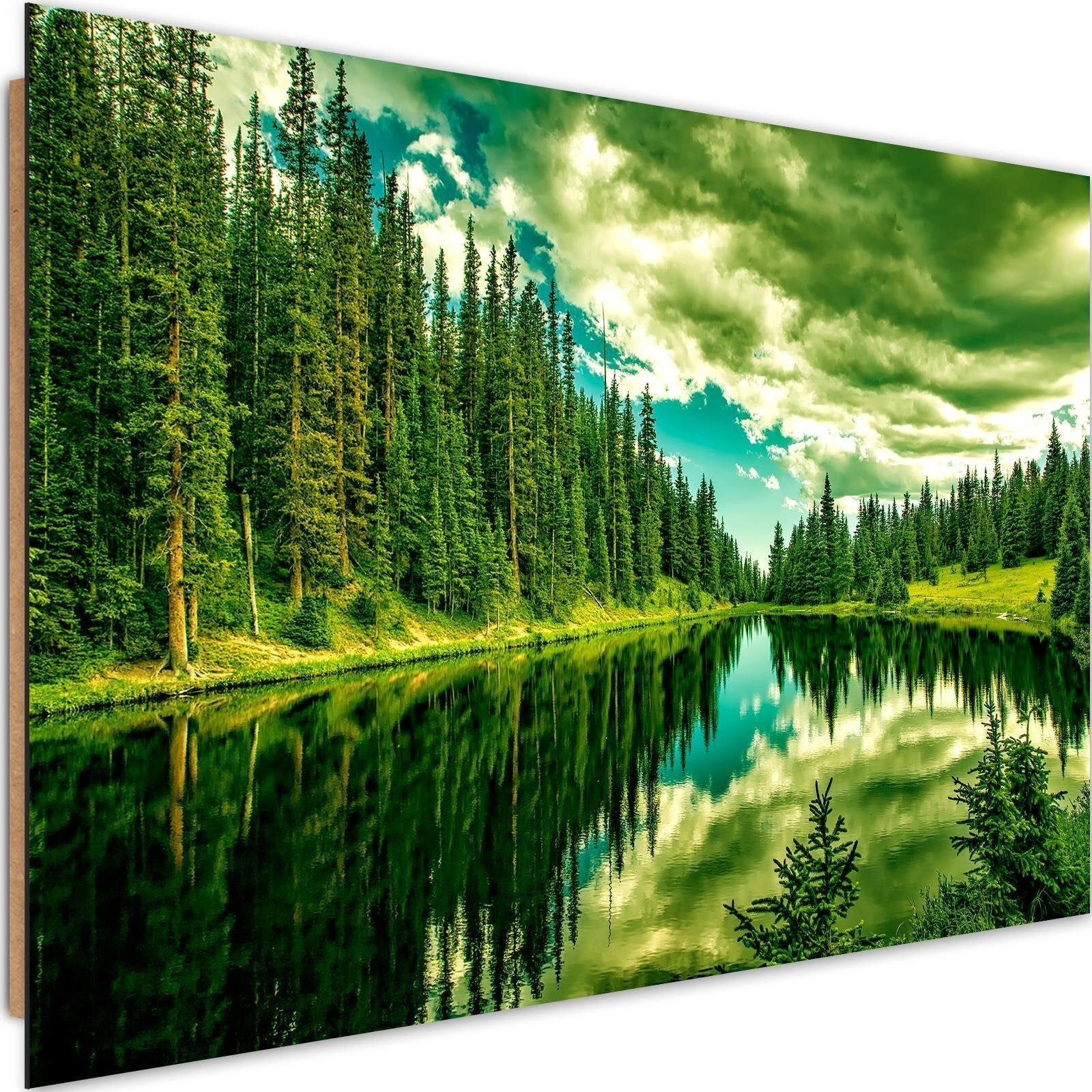 Tableau bois las lac alpin 3 - 120 x 80 cm | Leroy Merlin