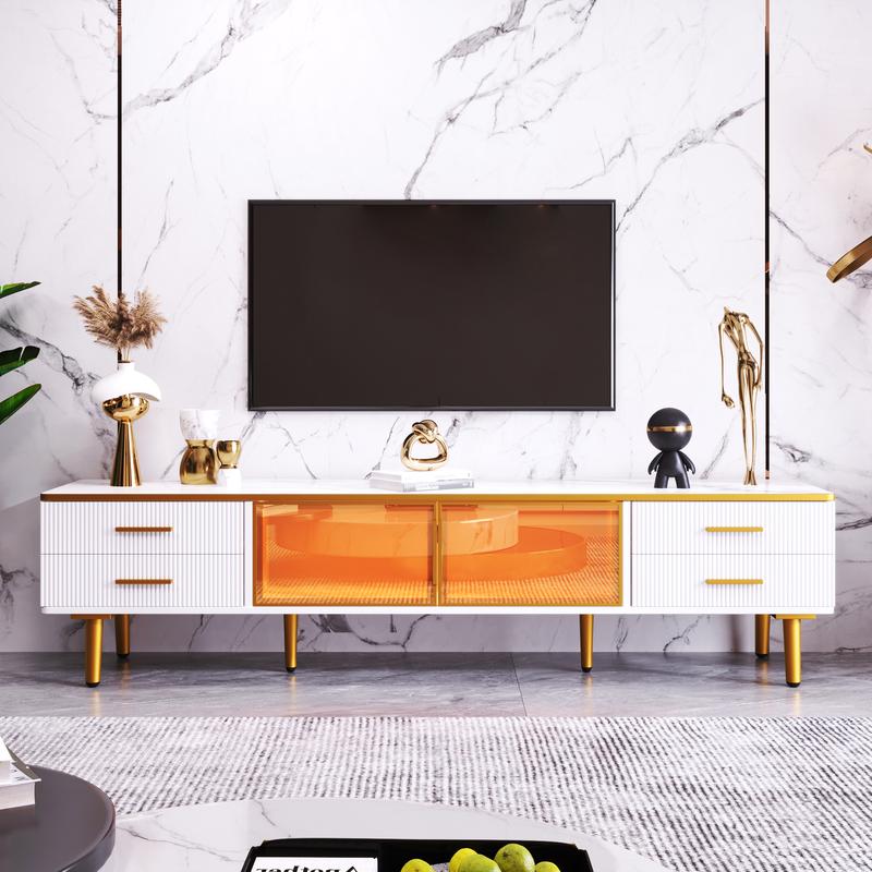 Meuble TV aspect marbre, meuble bas moderne pour salon, design chic ...