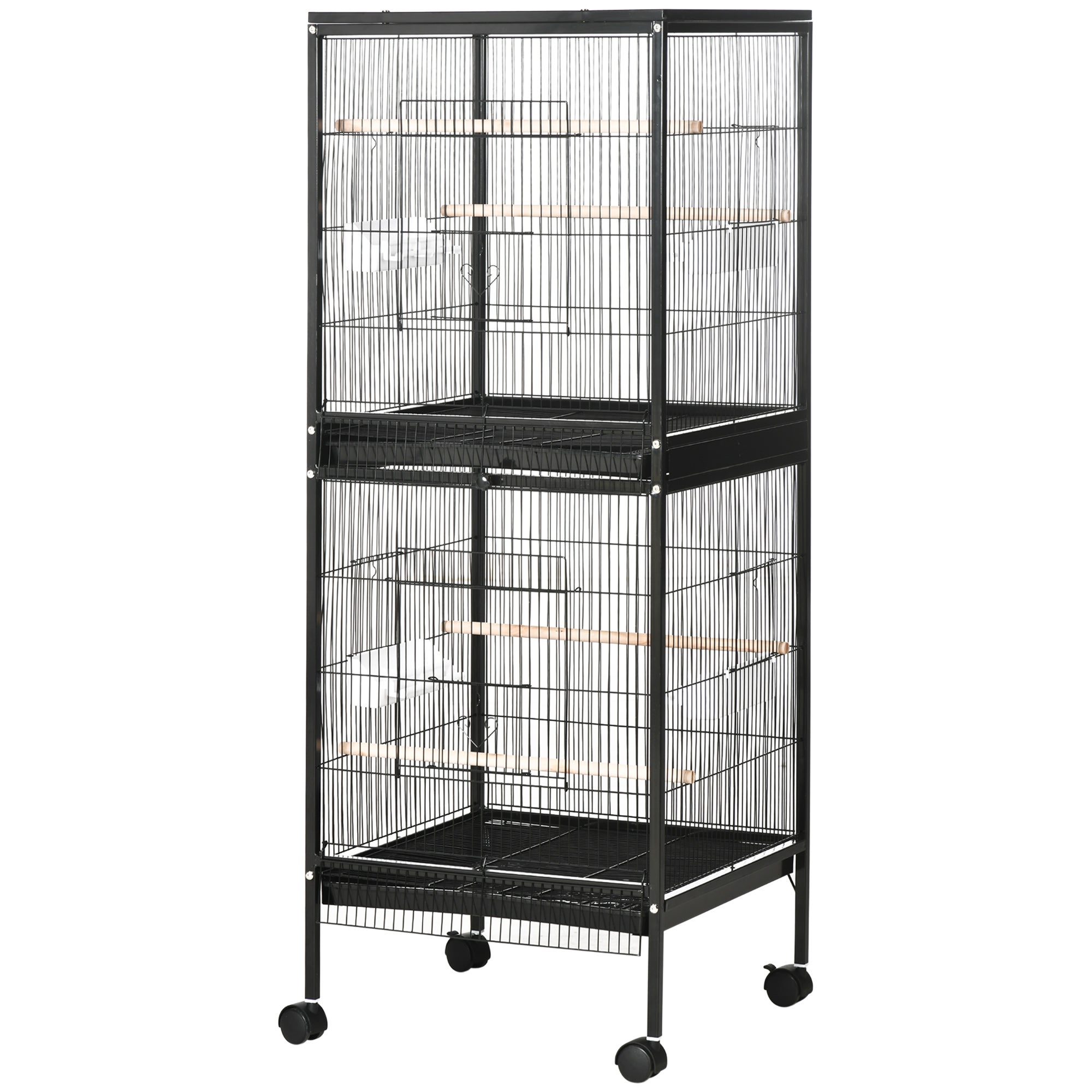 Cage à oiseaux 2 en 1 , volière d'intérieur avec 4 roues pivotantes ...