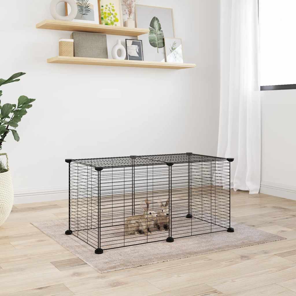 Cage animaux de compagnie à 8 panneaux Noir 35x35 cm Acier | Leroy Merlin