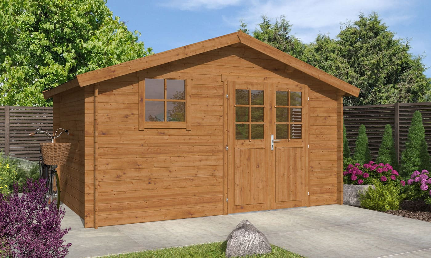 Abri de jardin TOUSCHALETS BALISTRA 9 bois traité autoclave 390x240cm ép 34mm | Leroy Merlin