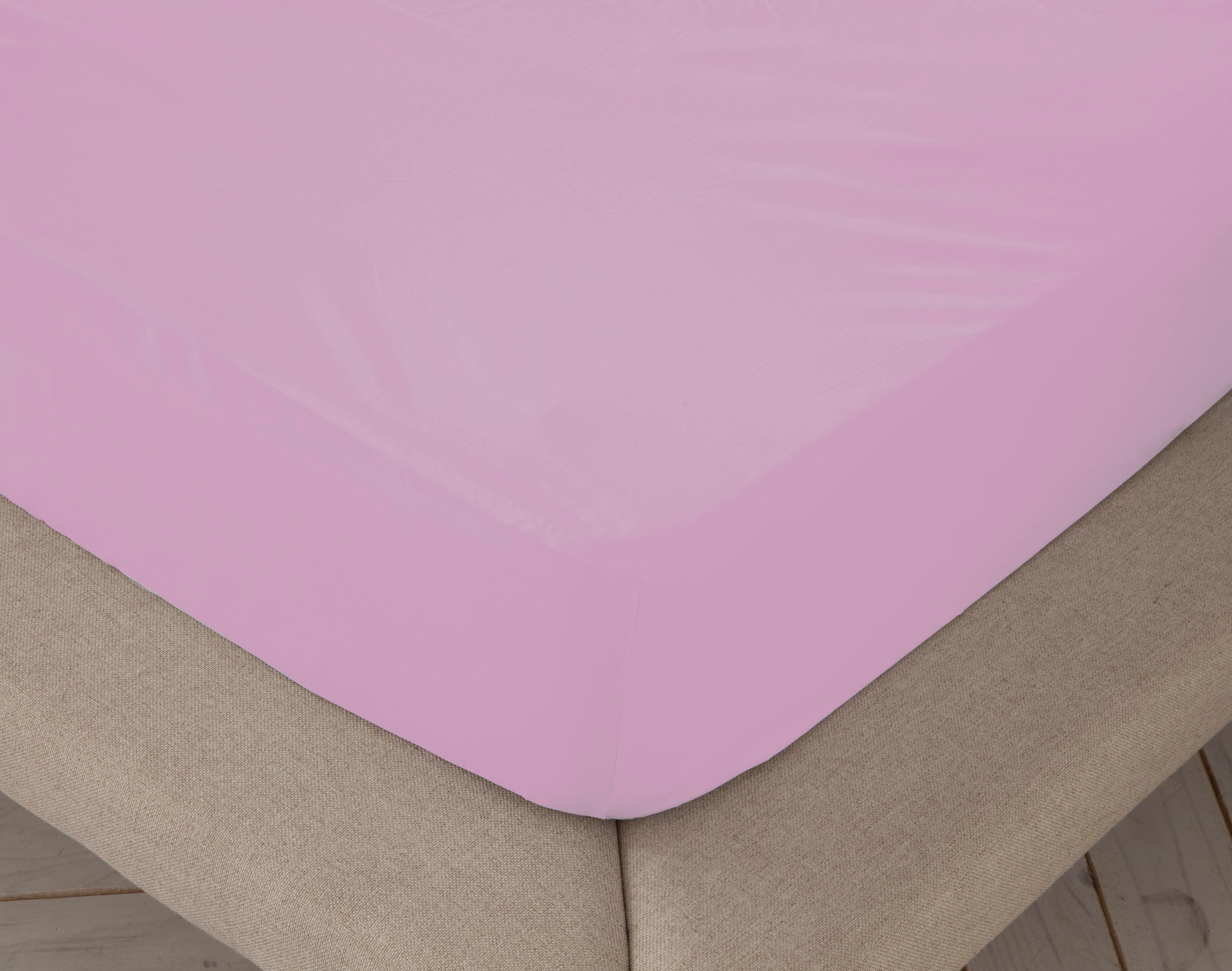 Draps housse unis de couleur unie Rose lit 180 cm - 180x190/200 cm, 100 ...