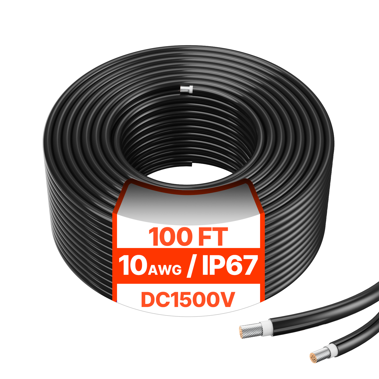 Câble Extension Panneau Solaire VEVOR 30,48 m,10 AWG,CC 1500 V,Étanche IP67,pour Panneaux ...