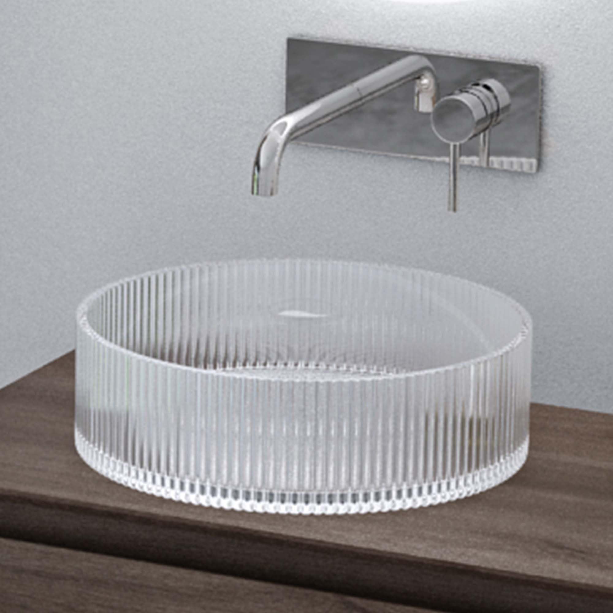 Doporro Lavabo à Poser Vasque en Verre Transparent Lave Mains Rond de ...