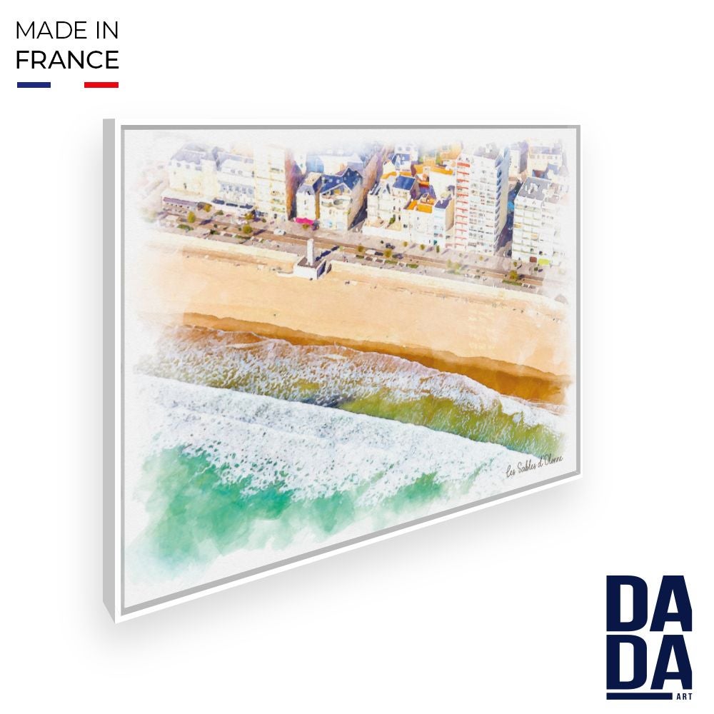 Tableau Côte de Les Sables-d'Olonne / 45x60cm / Cadre Blanc / Fabriqué ...
