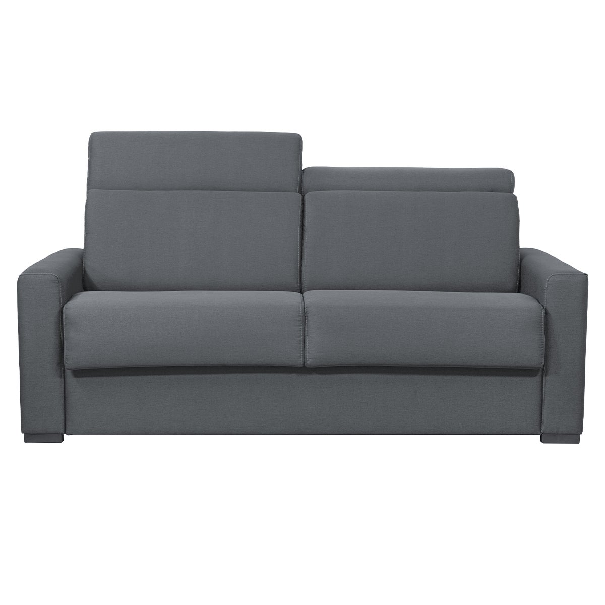 Canapé convertible avec têtières ajustables 3 places en tissu gris anthracite avec matelas 18 cm ...