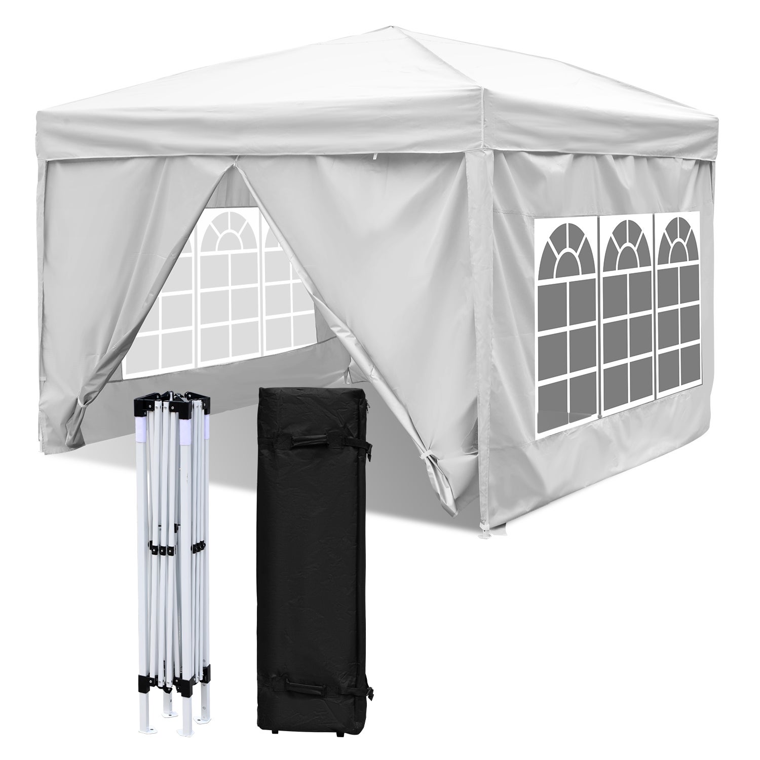 Tonnelle 3x3m, tente de réception Blanc Tonnelle de jardin pliable ...