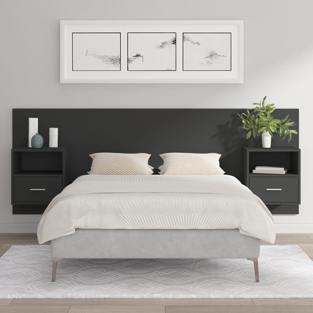 Maison Exclusive - Cabecero de cama con mesitas madera contrachapada ...