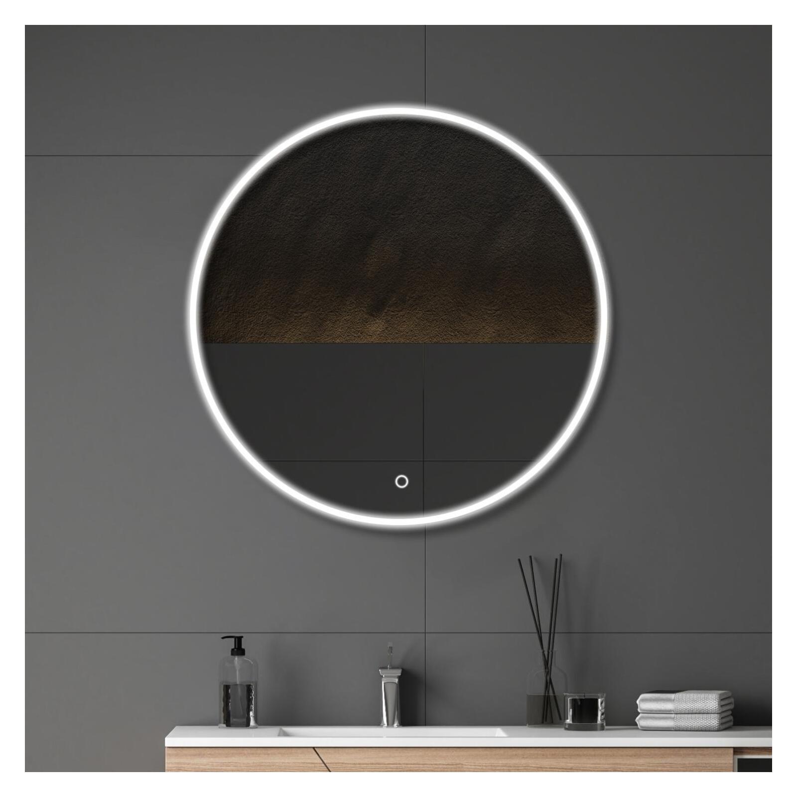 Miroir LED rond avec cadre rétroéclairé ORAYA | Bricoman