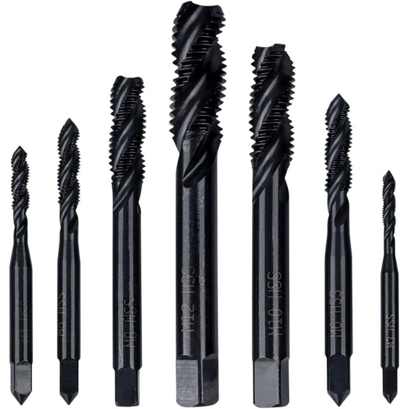 Un jeu de 7 tarauds à filetage hélicoïdal en acier rapide, outils de ...