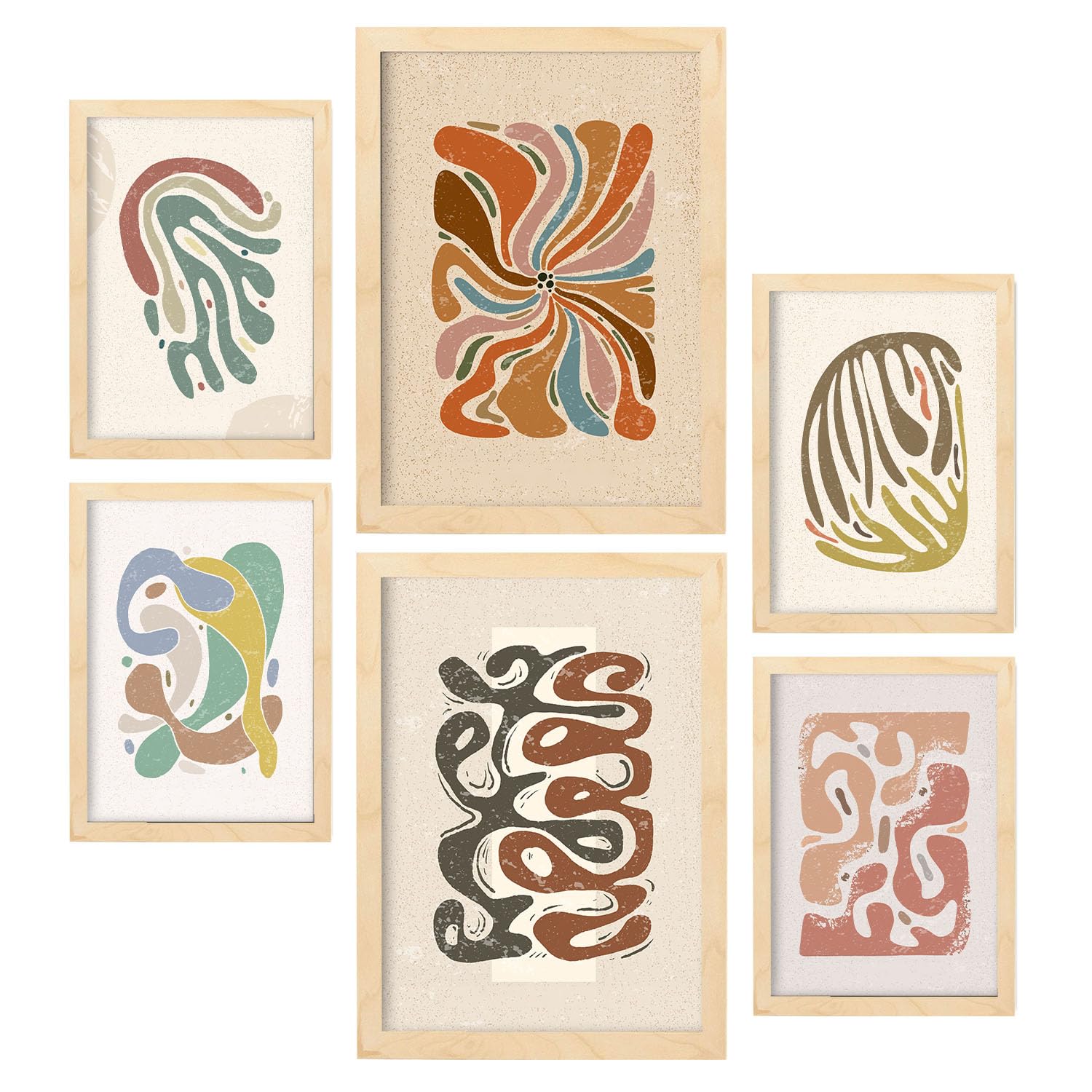 Nacnic Ensemble 6 Impressions De Mouvement Dans De Style Ethnique Cadre ...