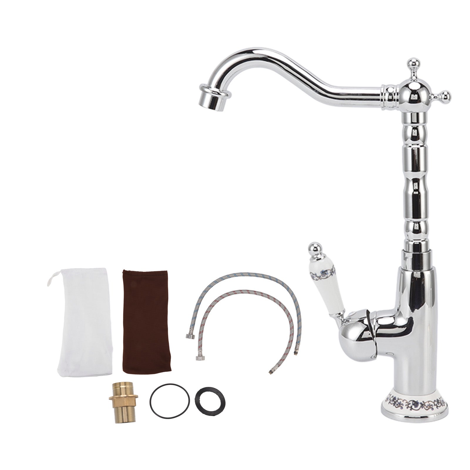 Bathroom Water Tap Retro European Style Brass Electroplating with Long ...