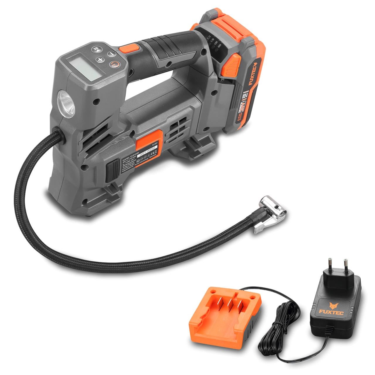 Compresor de batería FUXTEC 20V FX-E1CI20 SET con 1 batería 2Ah, 1 ...