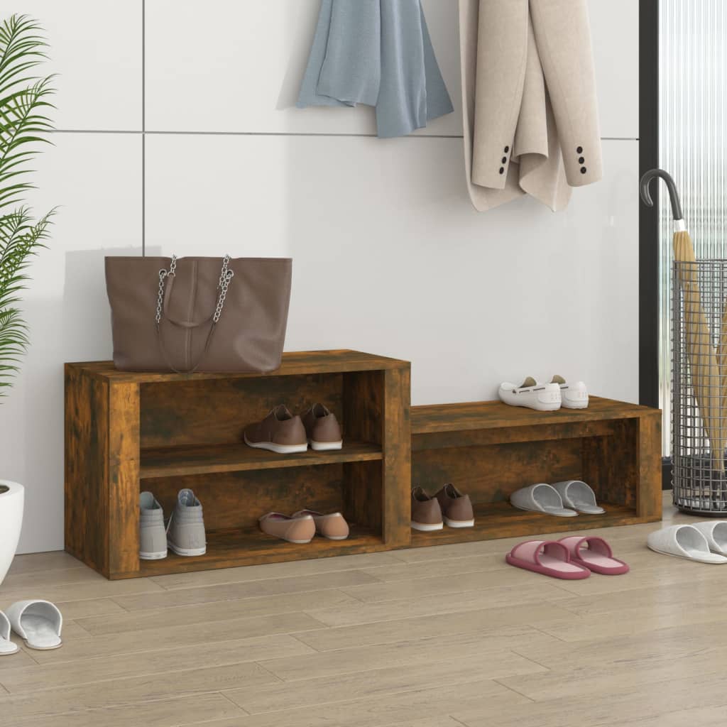 VidaXL Mueble zapatero madera contrachapada roble ahumado 150x35x45 cm ...