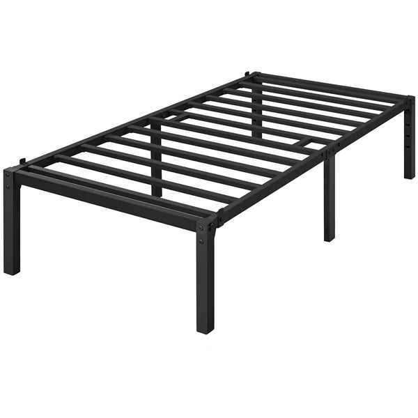 Lit Simple Double en Métal Assemblage Simple 90x190 cm Noir Yaheetech ...