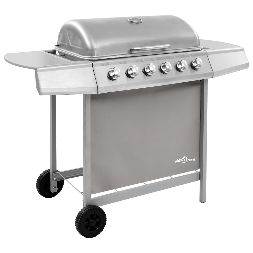 Barbacoa de gas con 6 quemadores color plata vidaXL | Leroy Merlin