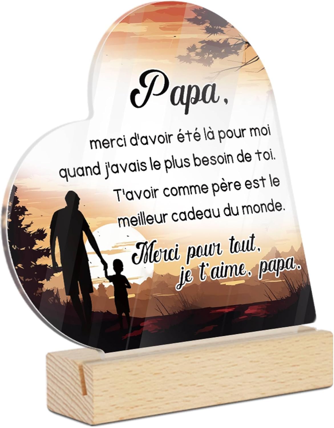 Plaque en acrylique en forme de cœur Putuo Decor avec base en bois ...