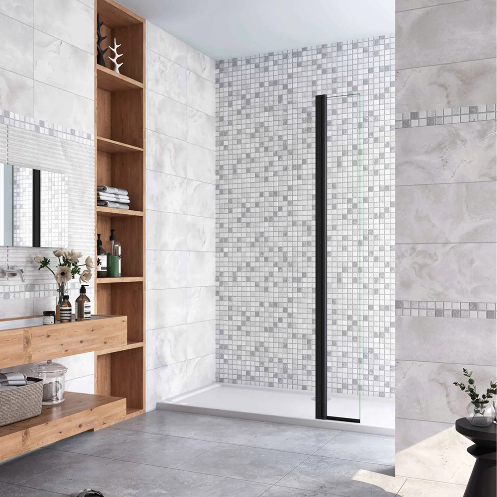 AICA Panel de ducha Lateral giratorio Vidrio 8mm Antical con Perfil ...