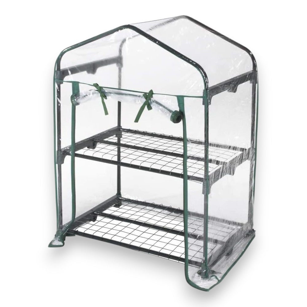 Petite serre de balcon 2 étagères 70x50x90 cm acier et pvc anti-UV ...