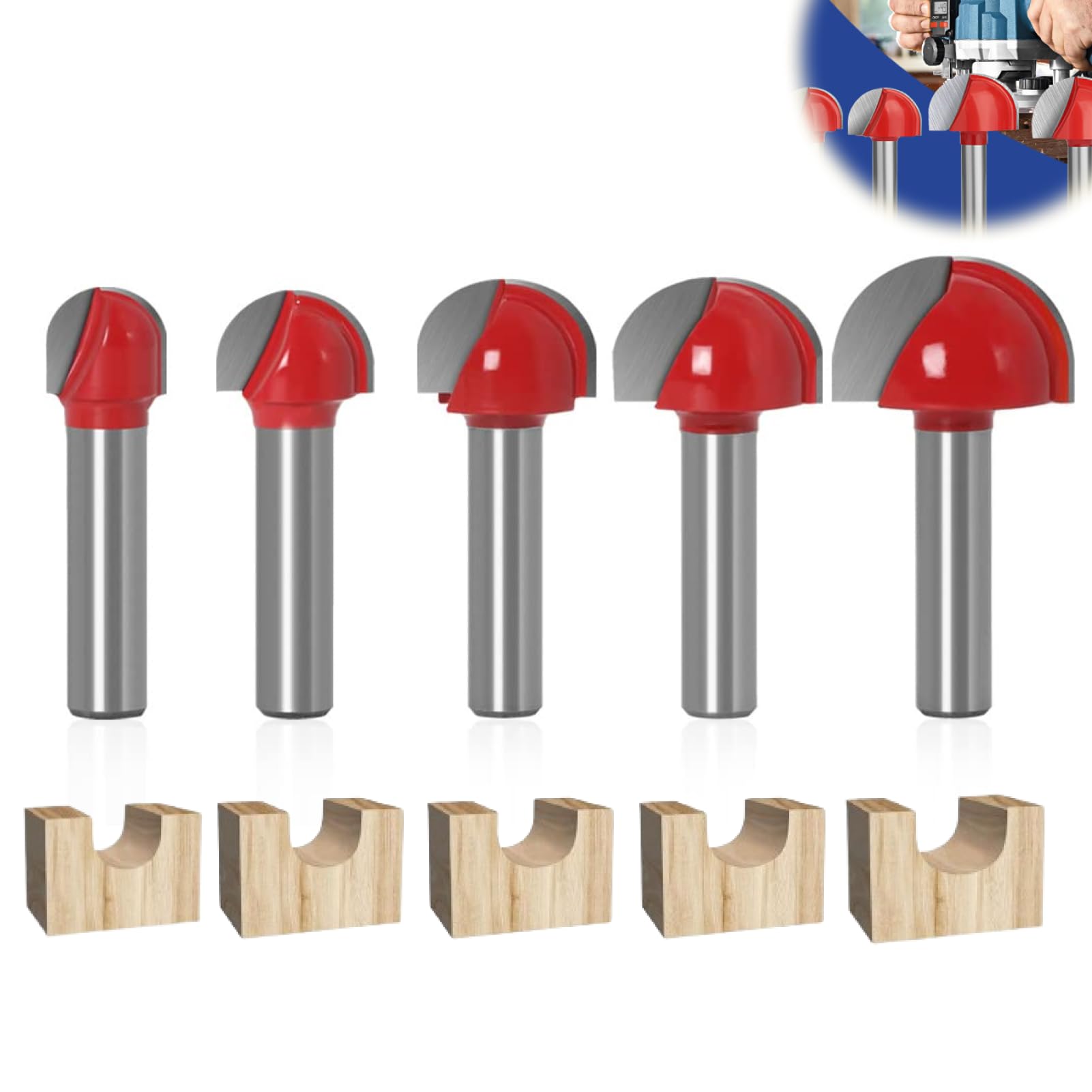 5PCS Fraise Defonceuse 8mm, Fraise à Fond Rond Bois, Fraise en Rainure ...