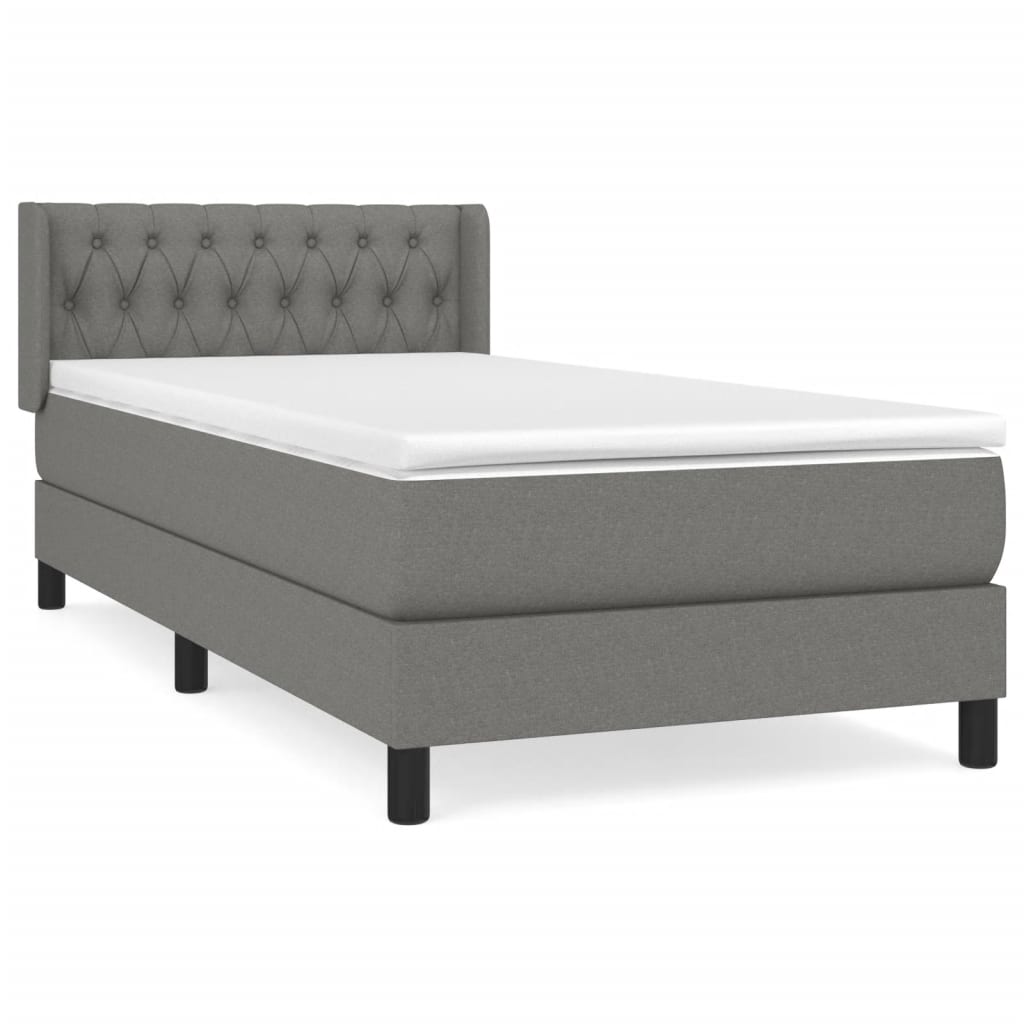 Letto box spring con materasso in tessuto grigio scuro 90x200 cm ...