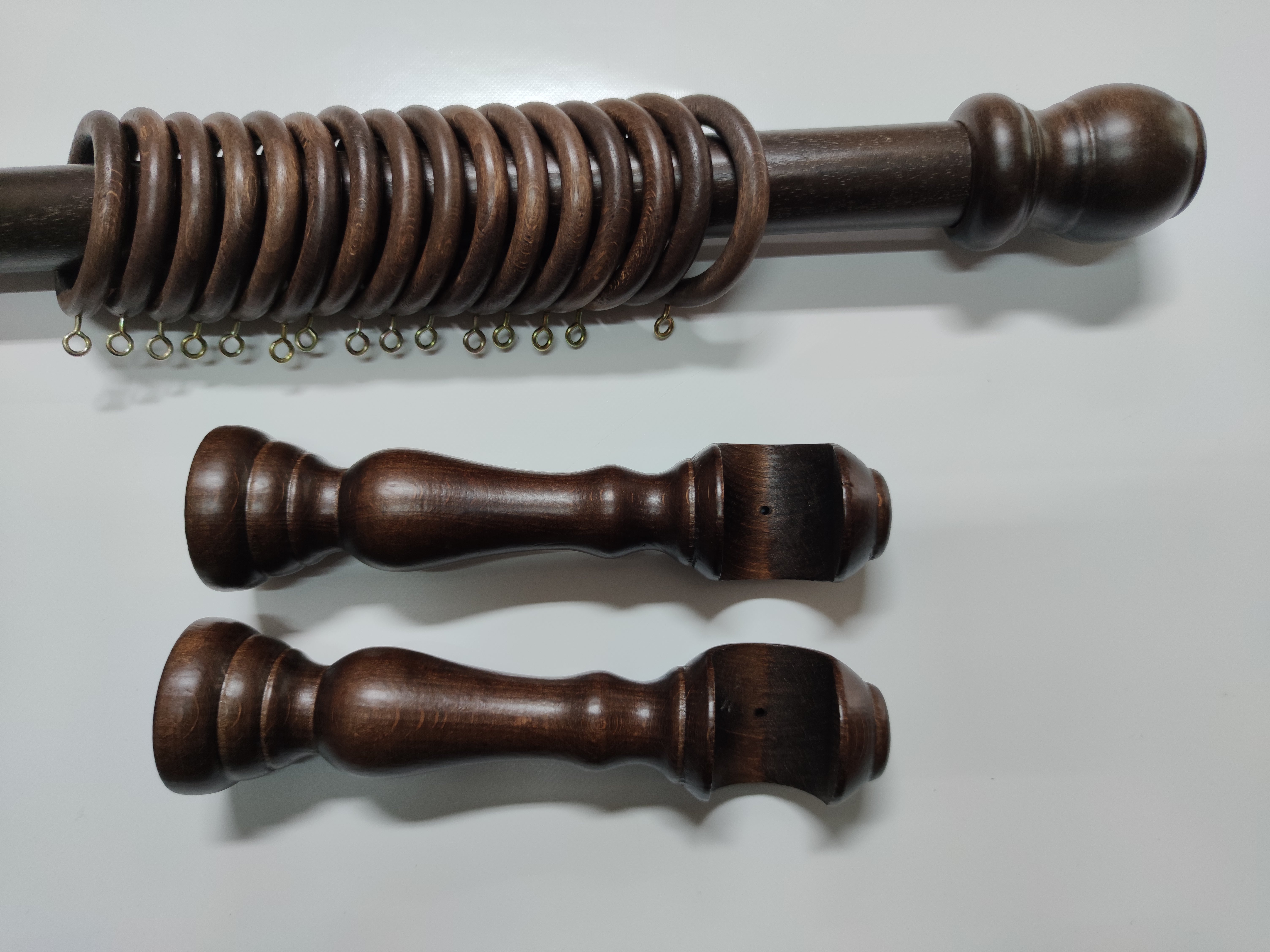 Tringle à rideau en bois de haute qualité, diamètre 35 mm couleur noyer ...