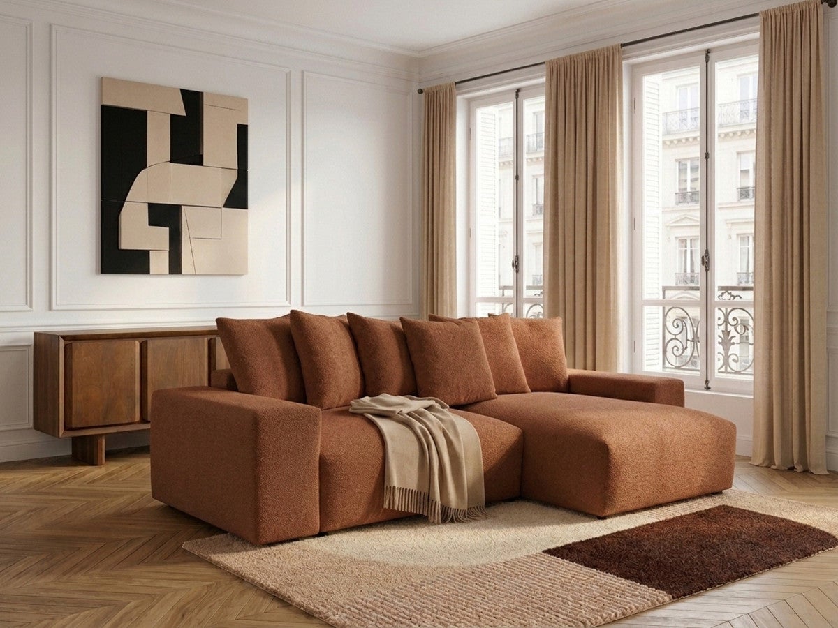 BOBOCHIC Canapé d'angle convertible réversible coffre VOLTAIRE tissu ...