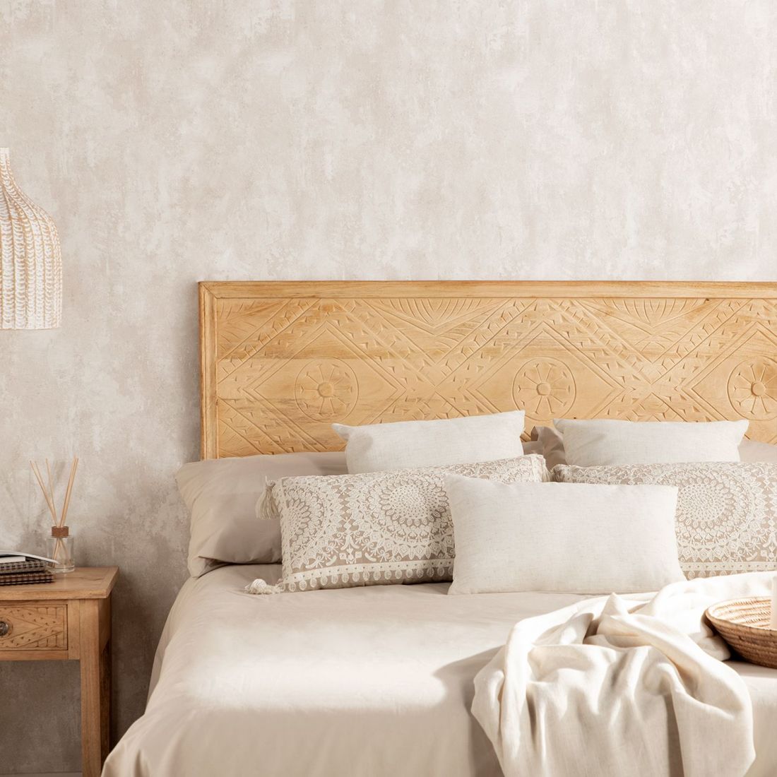 Cabecero doble de Madera Natural 157x50 cm | Leroy Merlin