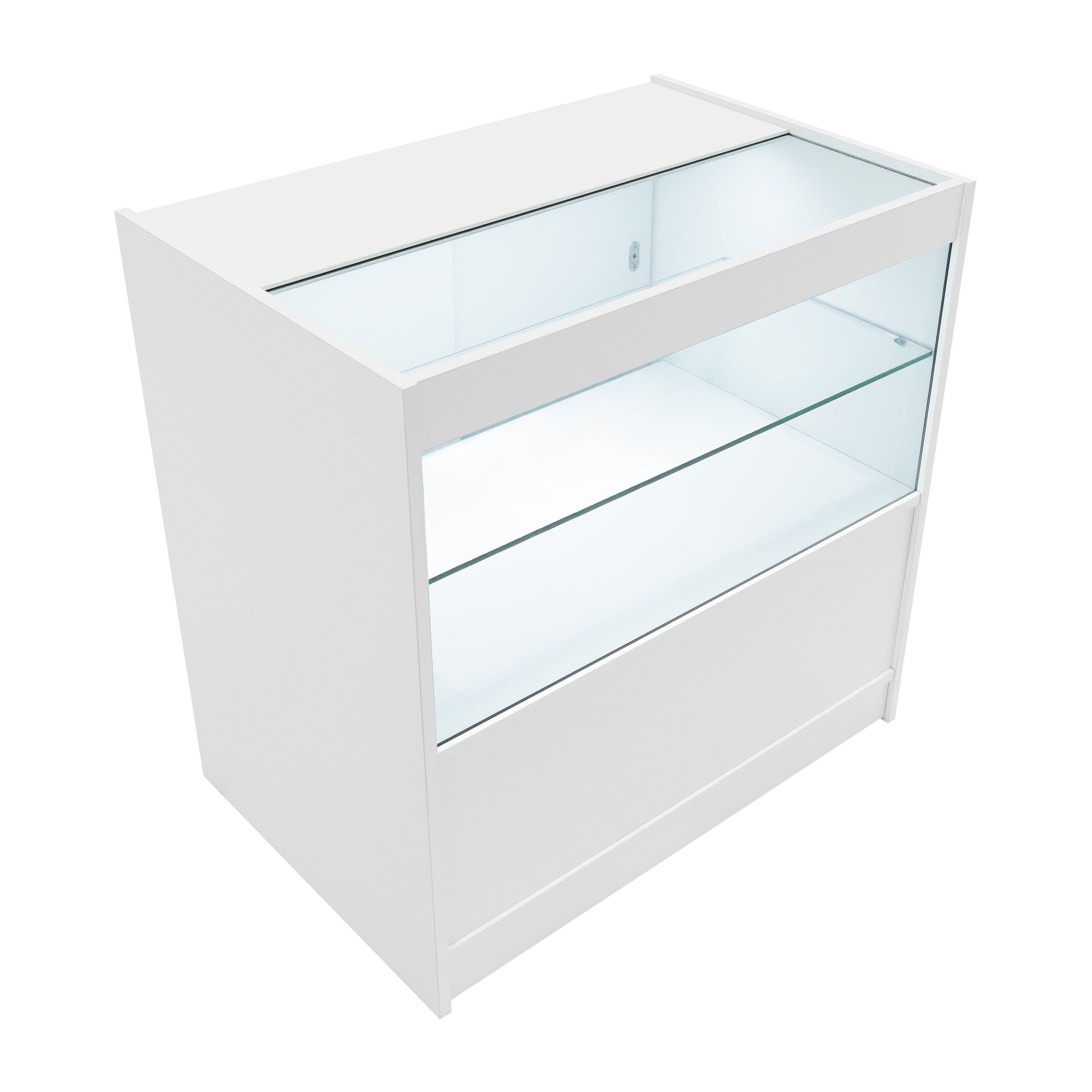 Comptoir de Vente en MDF Blanc LED Blancs Intégrés C900 3 Étagères ...