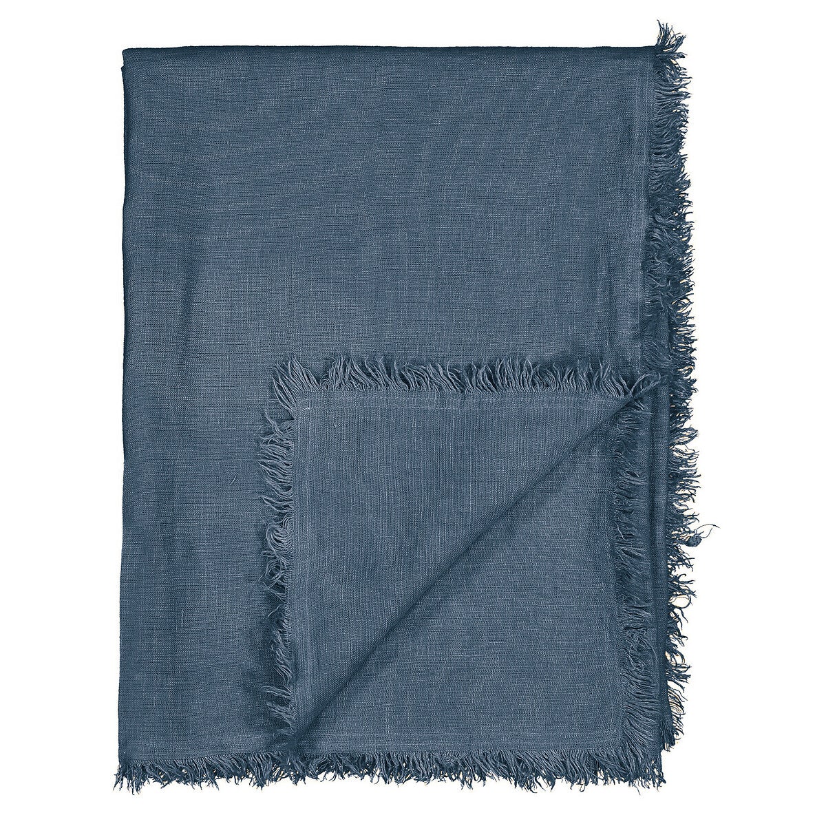 Plaid lin lavé, Linange - Bleu de prusse - 230 x 250 cm | Leroy Merlin