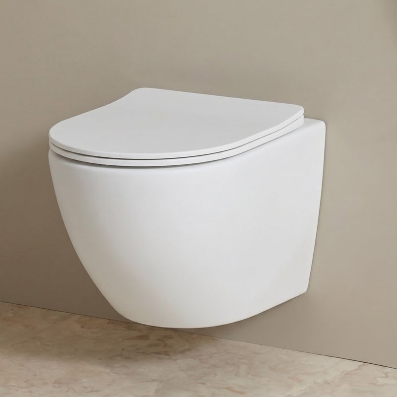 Cuvette WC suspendu compacte 49 cm sans bride blanc mat Corolla ...