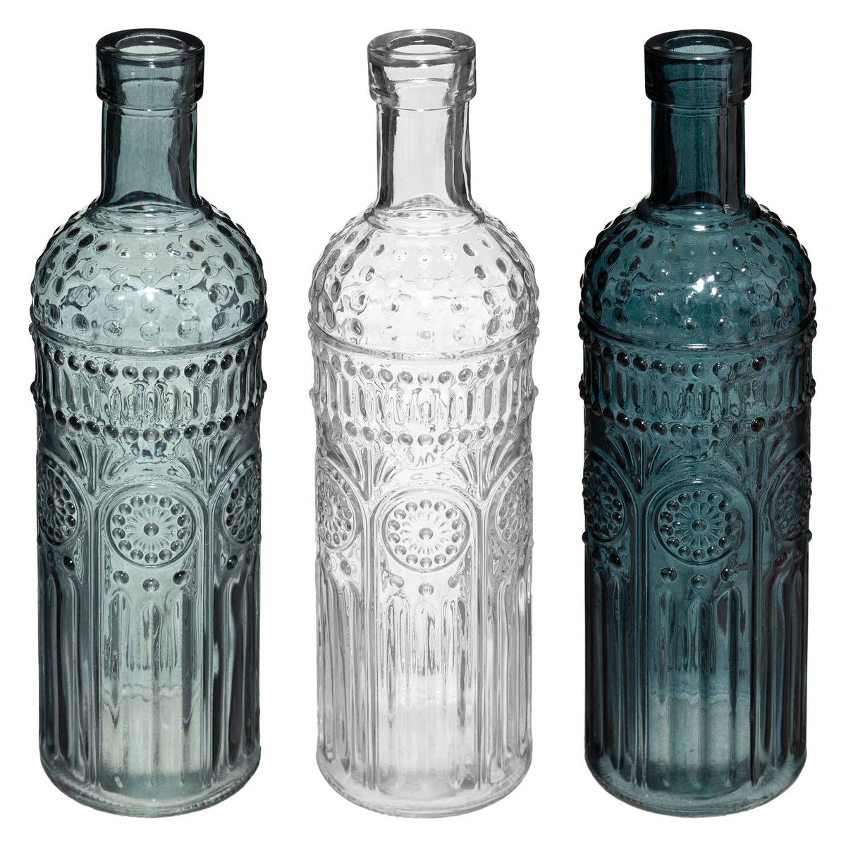 Botellas x 3 surtidos Folk H 24,5 - Azul | Leroy Merlin
