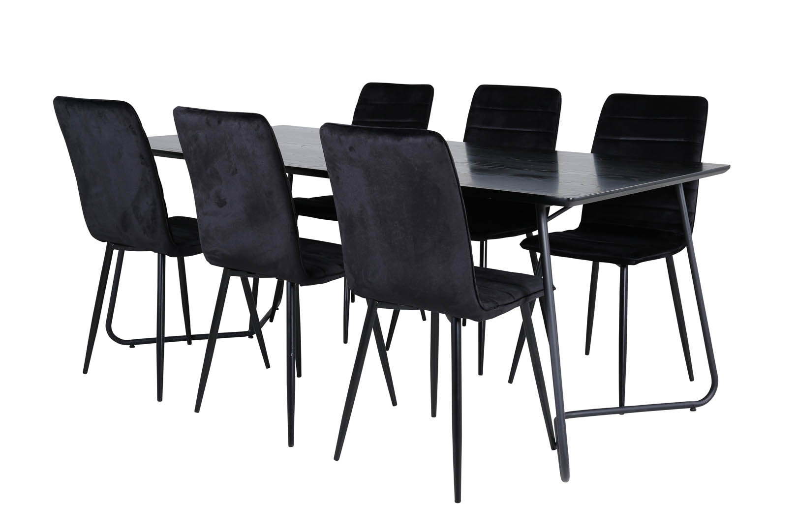 PippiBL ensemble table, table noir et 6 Windu Lyx chaises Velours noir ...