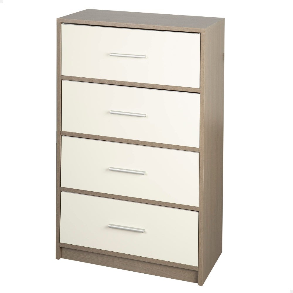 Max Home Commode en bois et blanc 4 tiroirs en tissu | Leroy Merlin