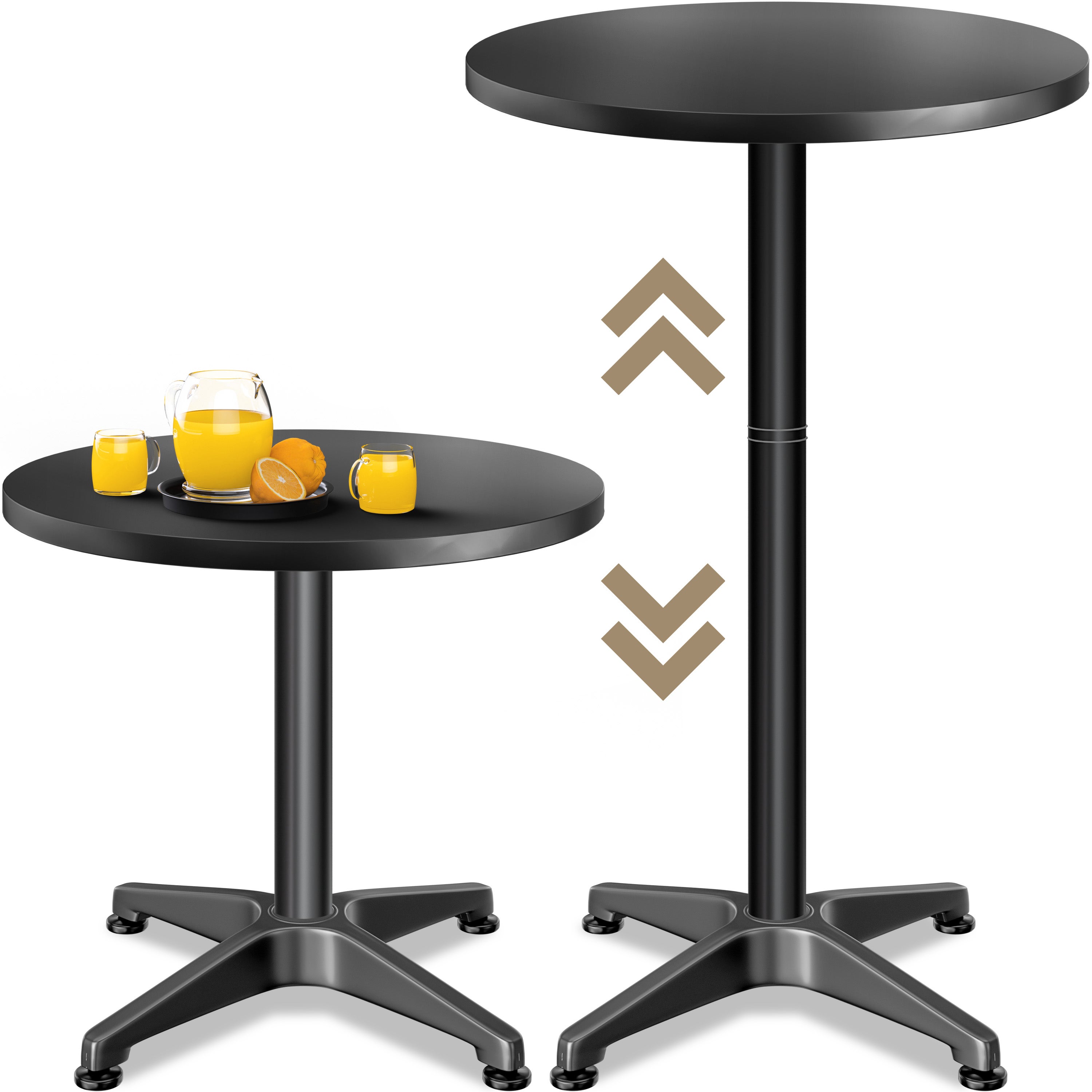 CASARIA® 2x Table haute ronde noire de bar bistrot mange debout ...